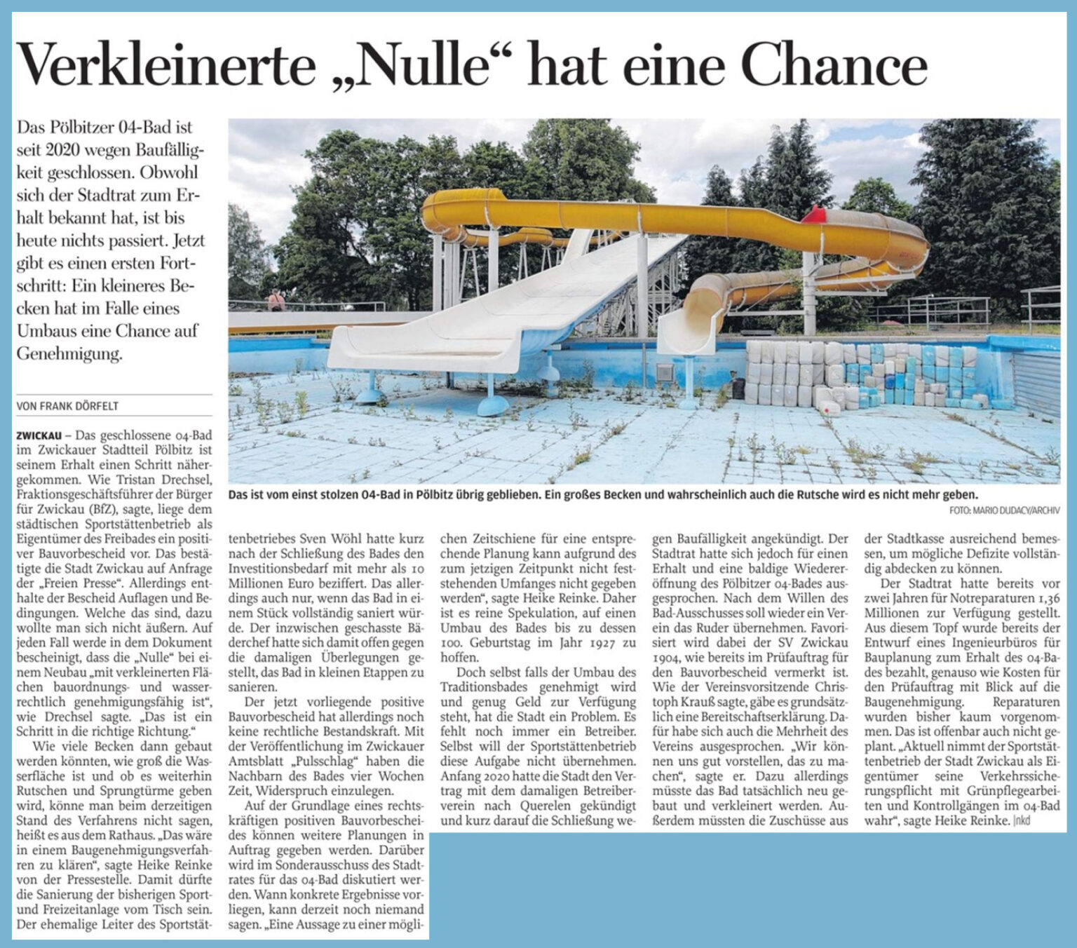 FREIE PRESSE: Verkleinerte "Nulle" hat eine Chance >